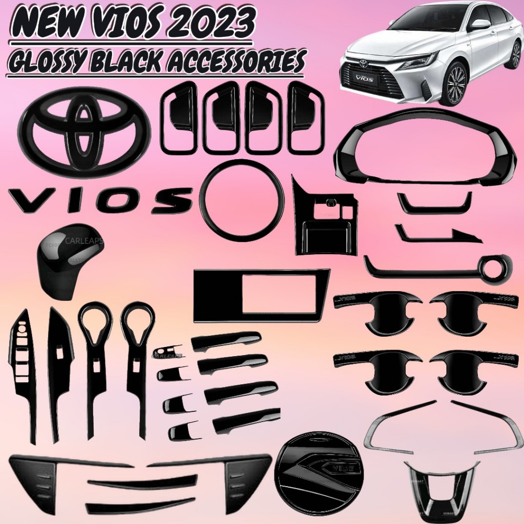 AUTOPROMAX NEW TOYOTA VIOS 2023-PRESENT CAR GLOSSY BLACK FRAME COVER ...