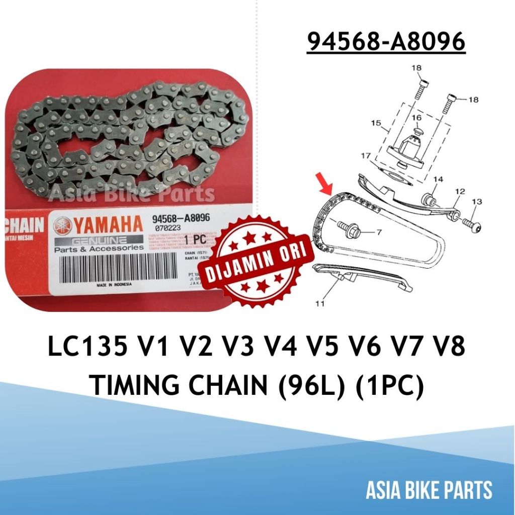 Yamaha Original LC135 V1 V2 V3 V4 V5 V6 V7 V8 Timing Chain 96L - 94568-A8096 | Shopee Malaysia