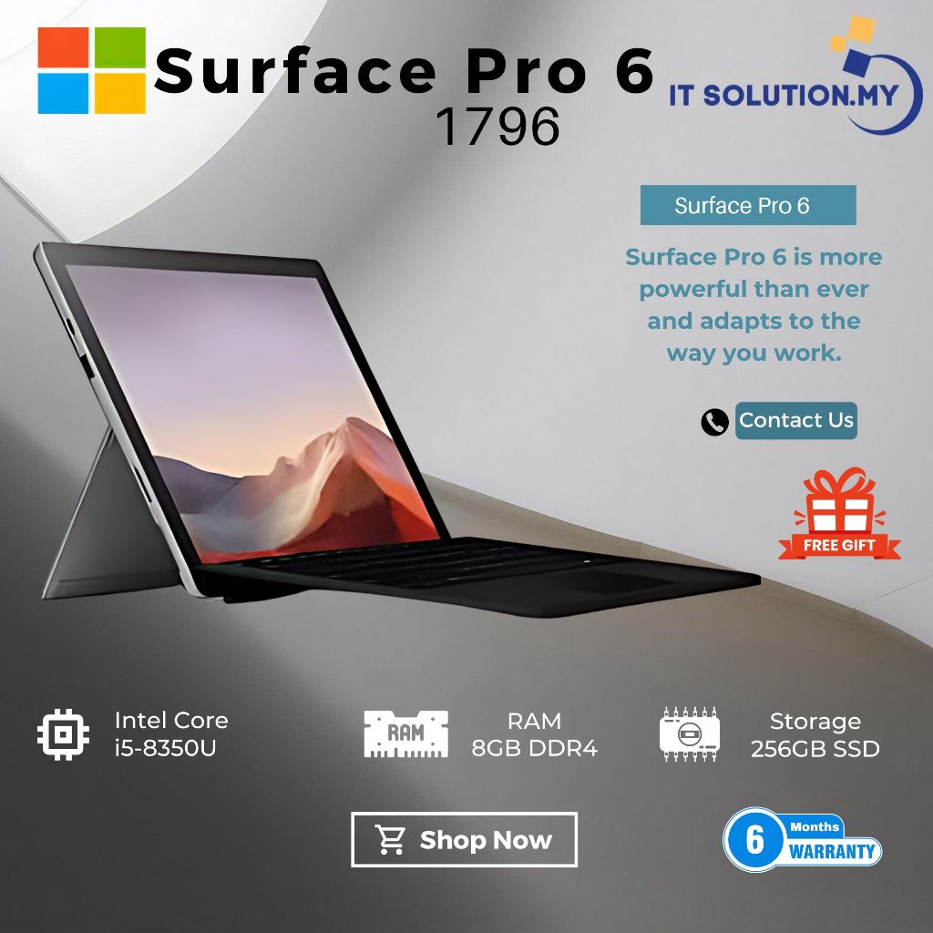 Microsoft Surface Pro 6 (1769) | Intel Core i5-8th Gen | 8GB Ram |256GB ...