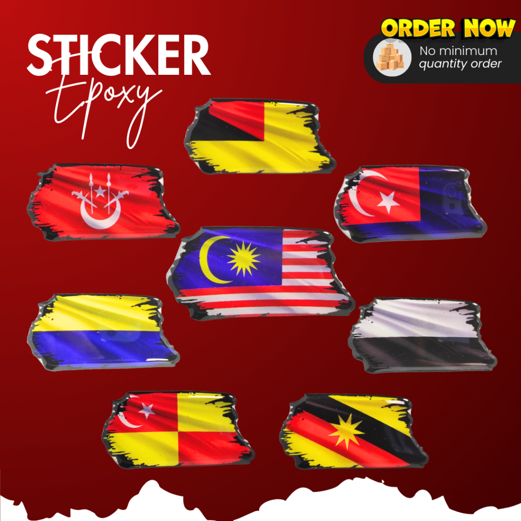 Ready-stock ‼️ Sticker Epoxy | Bendera Negeri & Negara (Sticker Timbul ...