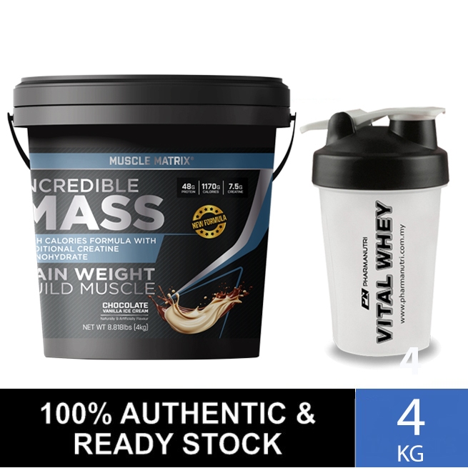 (SALES) MUSCLE MATRIX MASS GAINER 4kg 100% ORIGINAL + FREE BRANDED ...