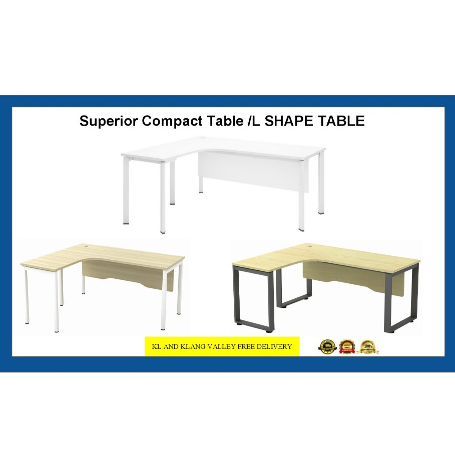 L SHAPE TABLE WITH METAL LEG ( FREE DELIVERY KL & KLANG VALLEY ONLY ...