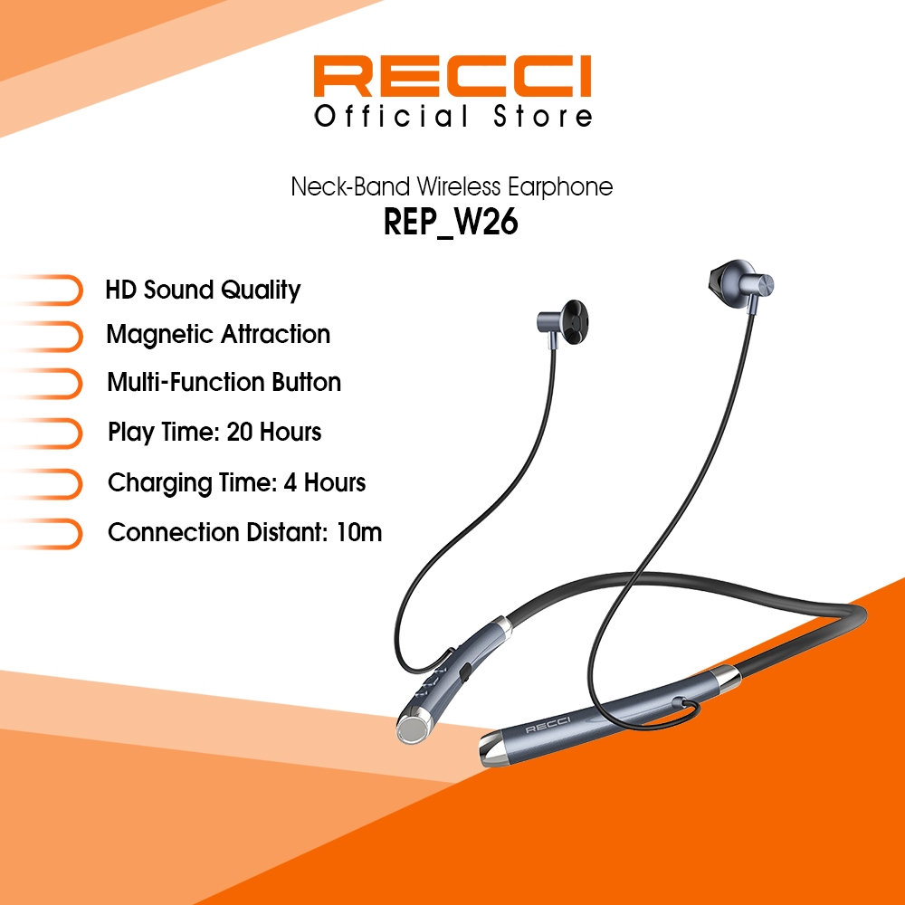 RECCI Neck-Band Wireless Earphone REP-W26 | Shopee Malaysia