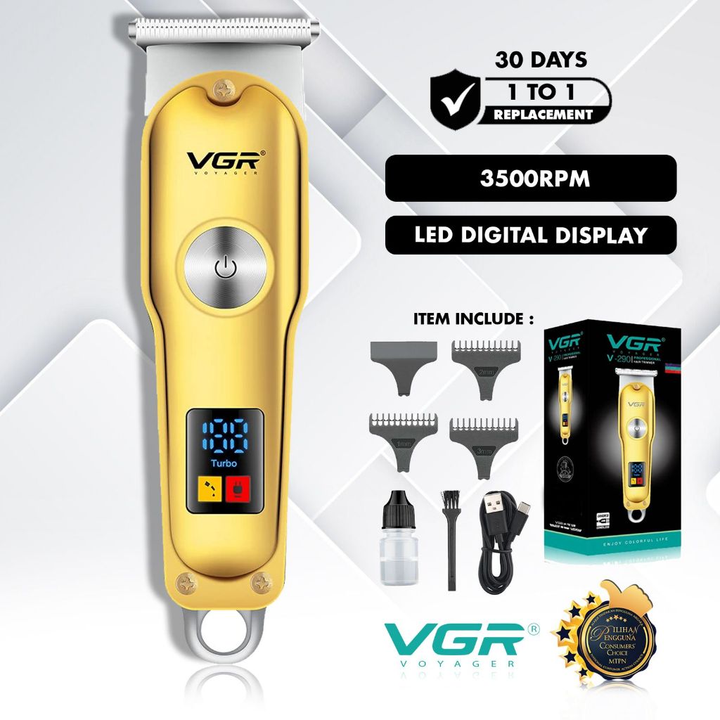 VGR V-290 Digital Display Professional Cordless Hair Clippers Cutter ...