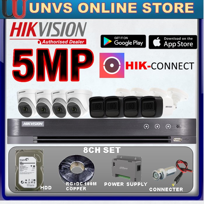 HIKVISION HIK 5MP HIK FULL Set 8-CHANNEL CCTV 8CH DVR UP TO 8MP DVR ...