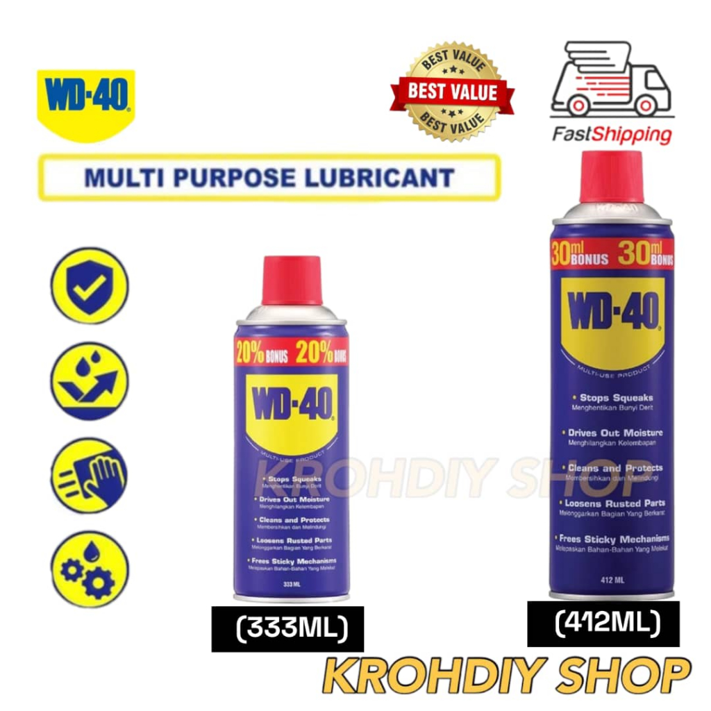 100% Original WD-40 Multi Use Product Anti Rust Multi Purpose Lubricant Spray 333ML & 412ML ...