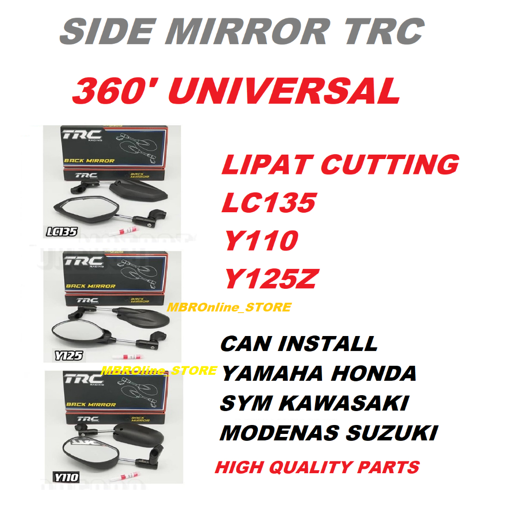 Side Mirror TRC 360' Cutting LC135 Y110 Y125 Universal SUIT Yamaha Sym ...