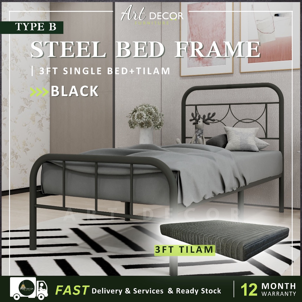 🔥READY STOCK🔥3FT Single Metal Bed Frame Metal/ Set Katil Bujang+Tilam ...