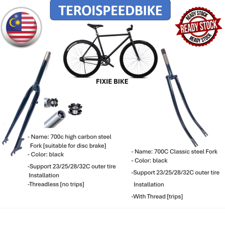 700C FIXIE BIKE HI-TEN BLACK COLOR STEEL FORK Old type and new type | Shopee Malaysia