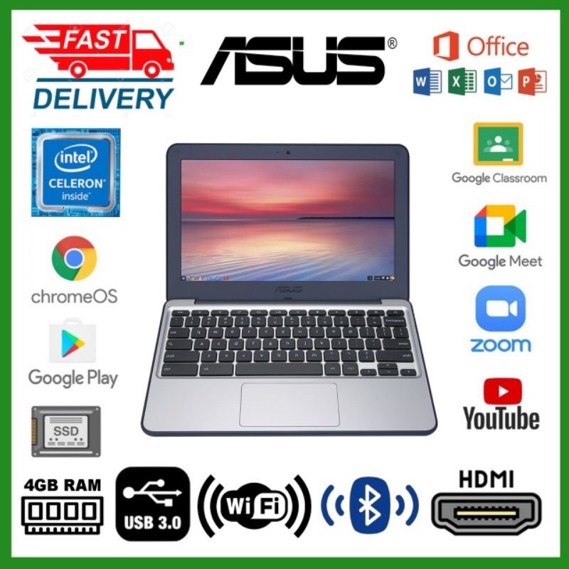 Asus Chromebook C202s Ram-4gb Ssd-16gb Play store Camera,Wifi,Bluetooth ...