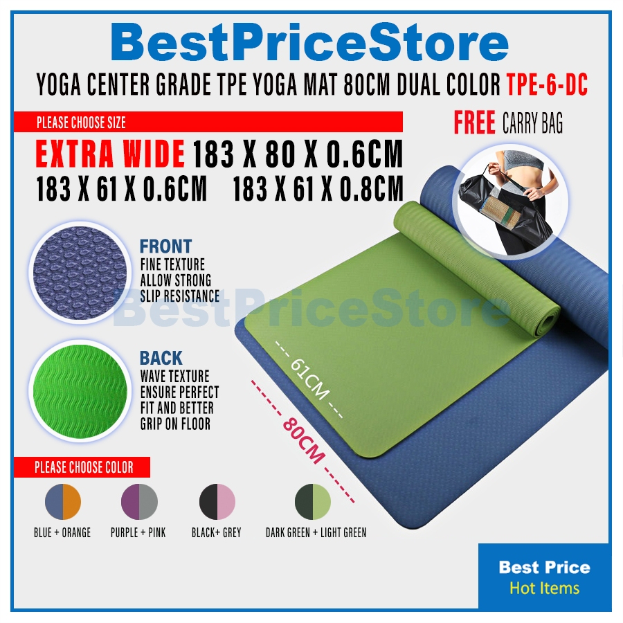 SALE! BPS FitExperte TPE Yoga Mat 6MM/8MM Dual Color Double Layer Yoga ...
