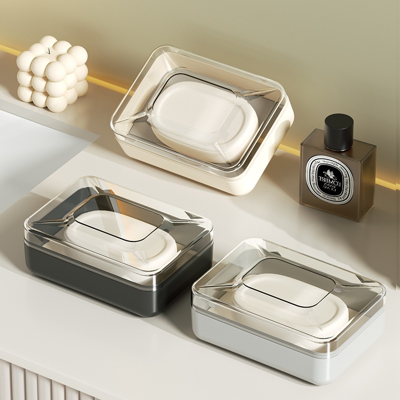 Bathroom Double Layer Drainage Soap Box Container With Transparent ...