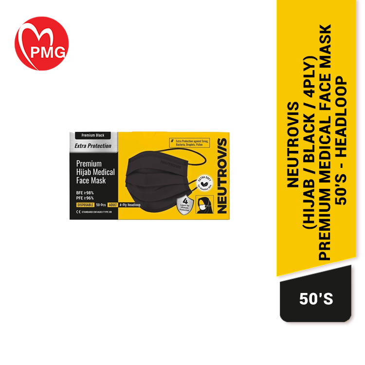 [PMG PHARMARCY] Neutrovis (Hijab/Black/4ply) Premium Medical Face Mask ...