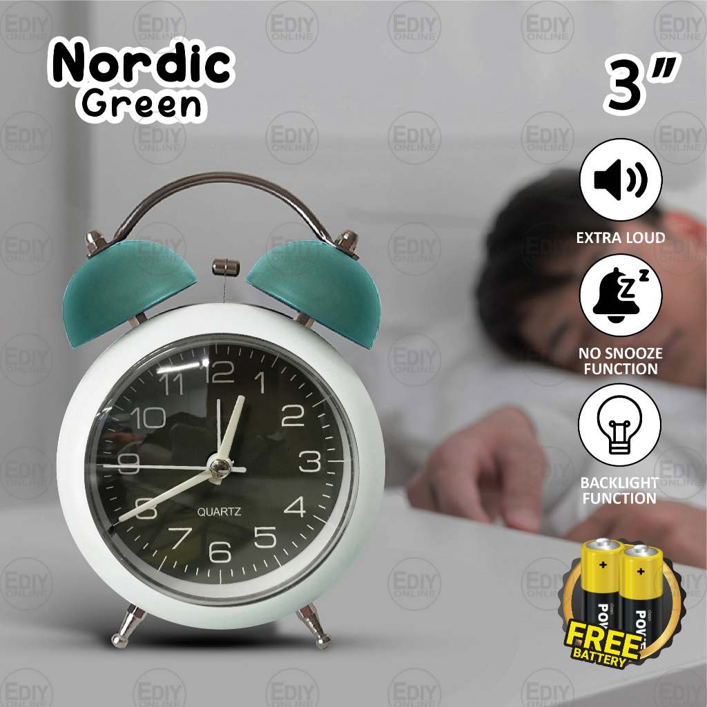 4"Classic Retro Quartz Alarm Clock Loud Sound Twin Bell Analogue Desk ...