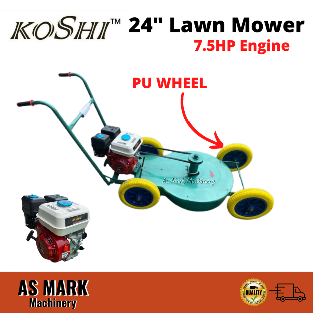 KOSHI 7.5HP/ Shinery 8HP Engine 24 Inch Lawn Mower Motor / PU Wheel Mesin Rumput Tolak Padang ...