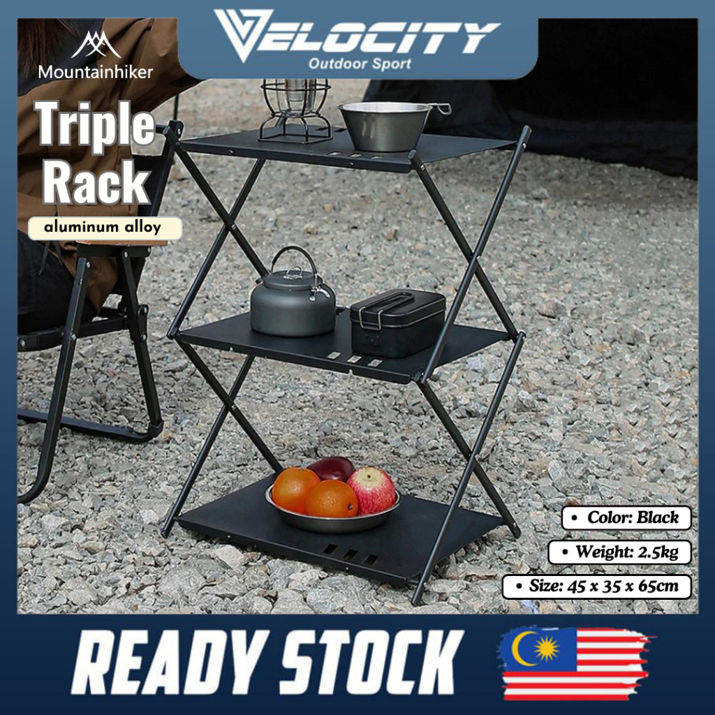 MOUNTAINHIKER Camping Rack Three-tier Rack Foldable Table | Shopee Malaysia