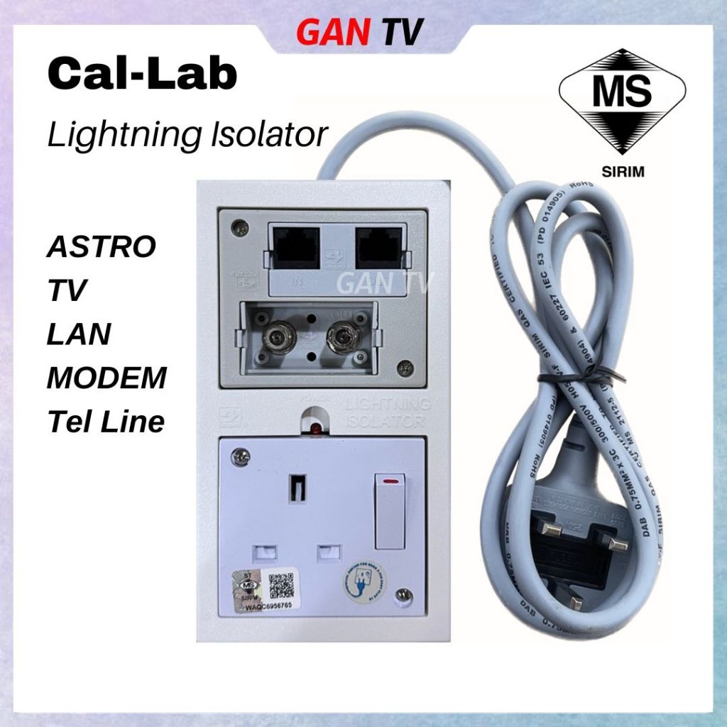 SIRIM CAL-LAB ASTRO/TV/LAN/MODEM/Telephone Power Lightning Surge ...