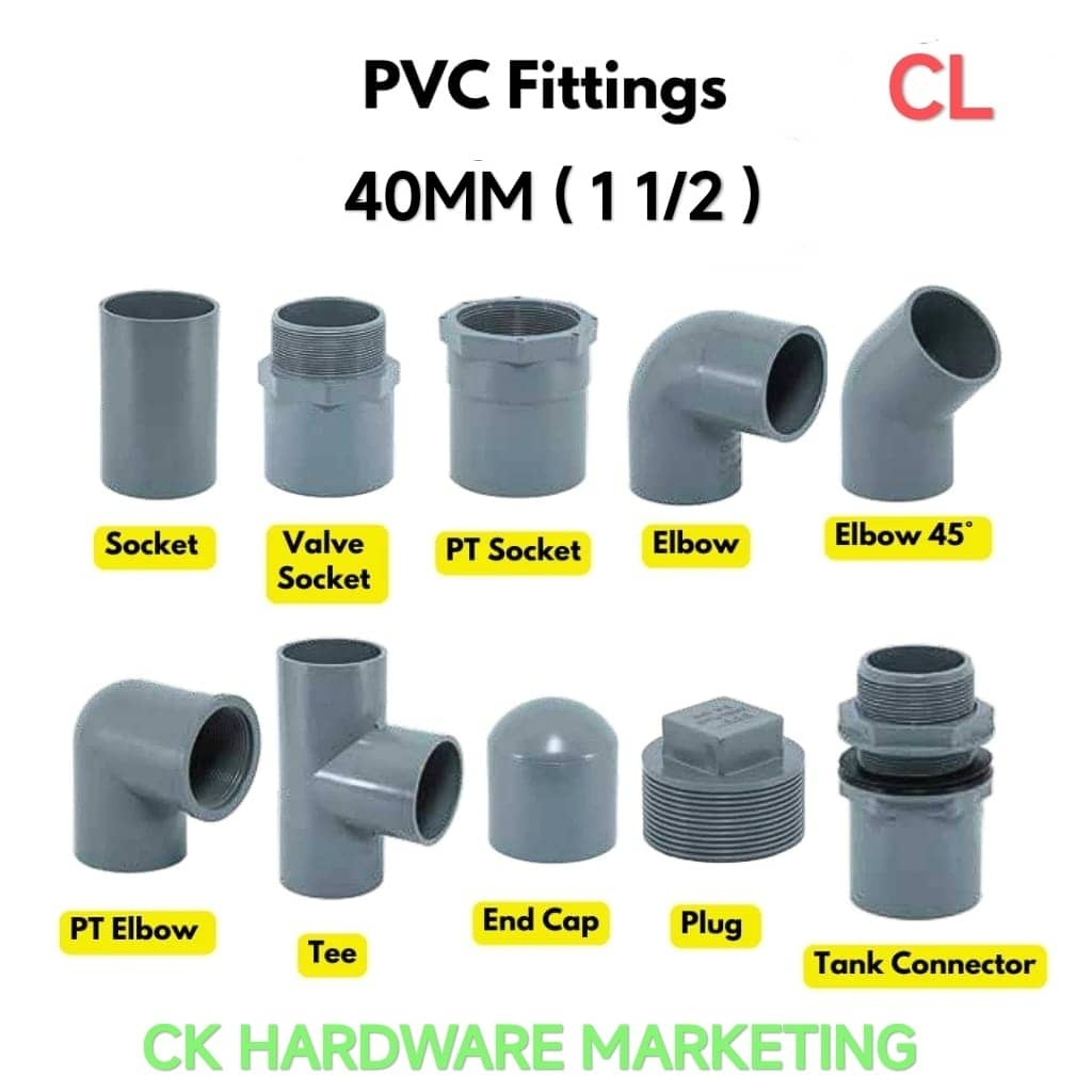 40MM (1-1/2") CL PVC Fittings Connector Grey PVC Elbow 1 1/2" PVC ...
