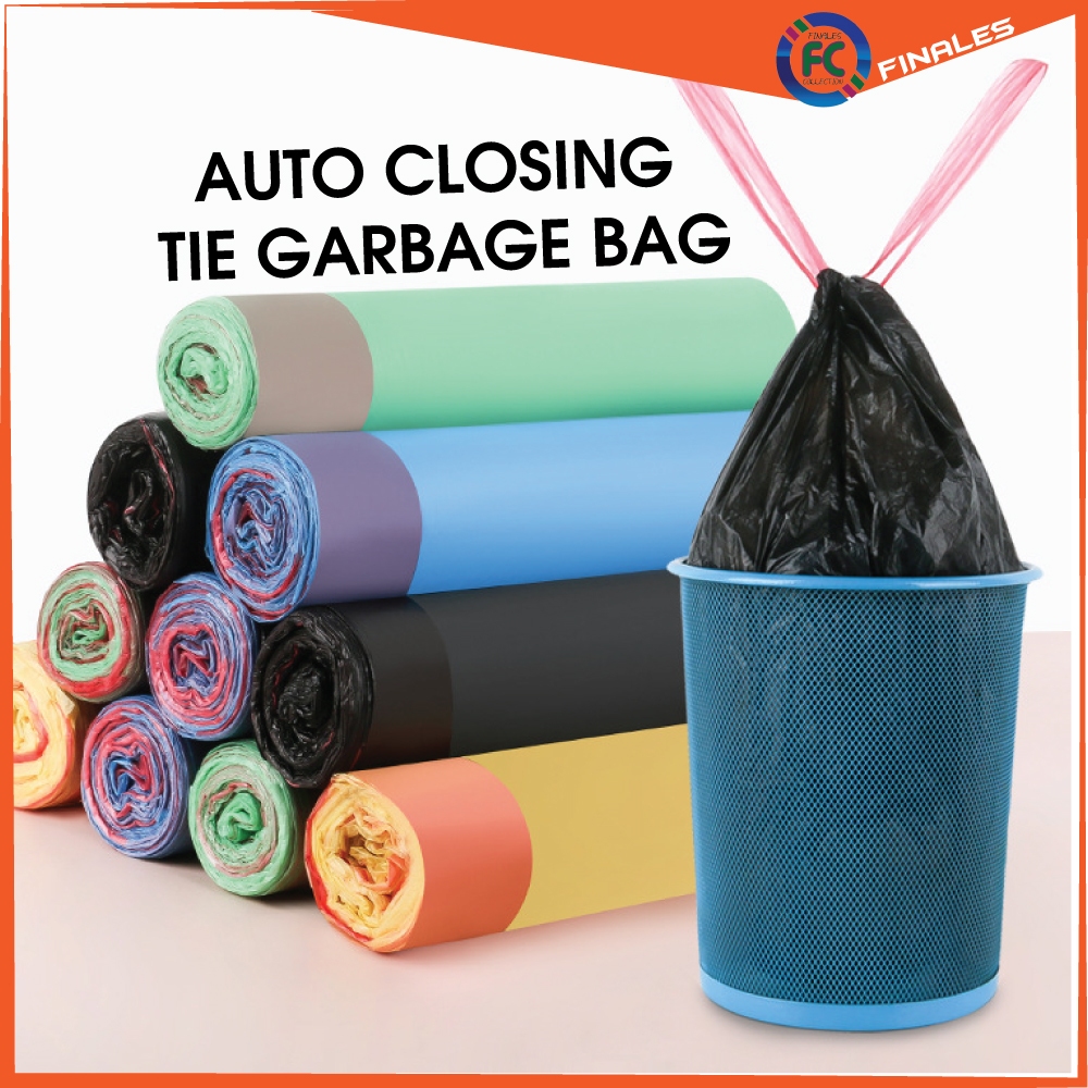 FINALES Garbage Bag Automatic Closing Plastic Sampah Bags Rope Easy ...
