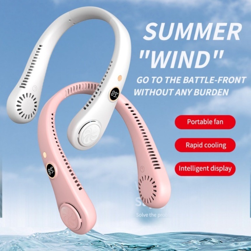 Neck Fan kipas leher kipas mini fan Bladeless Cooling USB Rechargeable ...