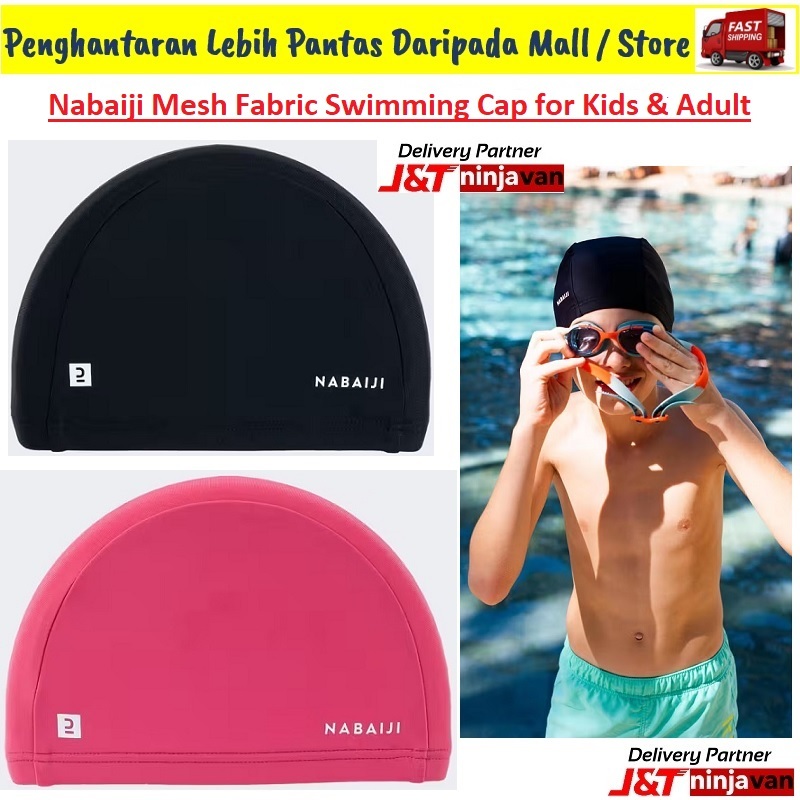 N@b@J1 Mesh Fabric Swim Cap For Adult & Kids / Swimming Cap / Topi ...