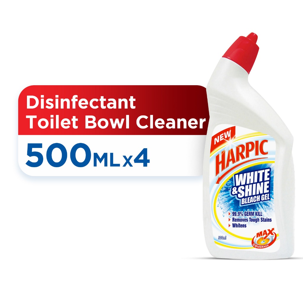 Harpic White & Shine (500mlx4) Disinfectant Toilet Bowl Cleaner White ...