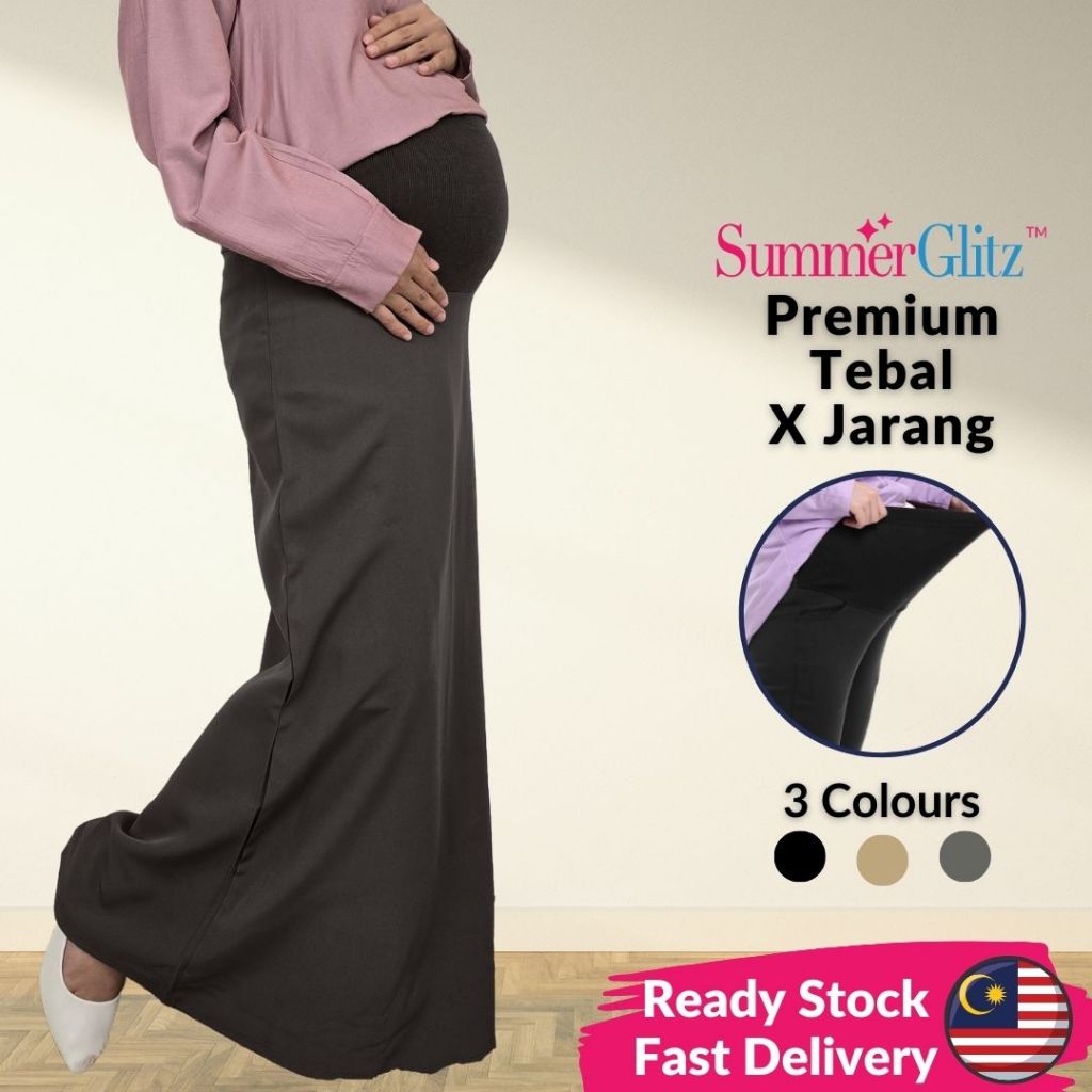 SUMMERGLITZ Premium Maternity Office / Formal Skirt Pregnant Kain Tebal ...