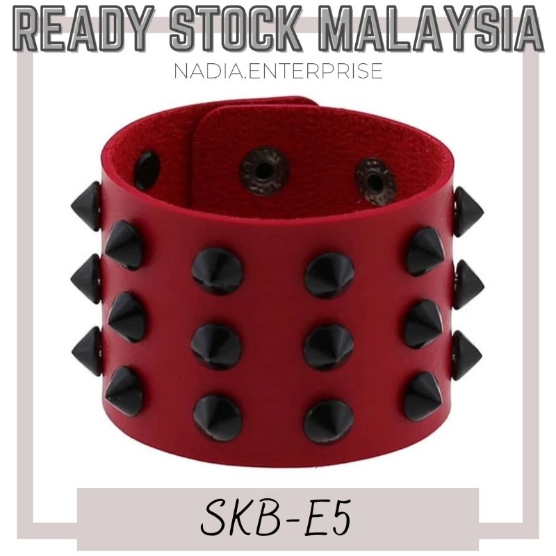 🇲🇾 GELANG Leather Wristband bracelet cuff gothic punk metal armbands ...