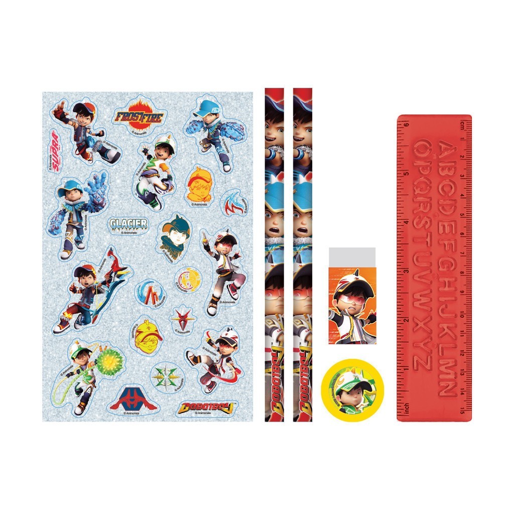 Boboiboy Fusion Super 6 In 1 Stationery Set In One Pack Sticker Pencil ...