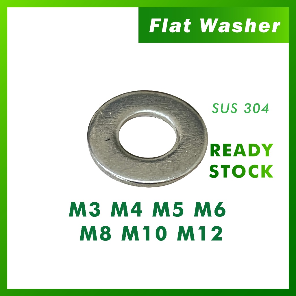 SUS 304 WASHERS FLAT WASHER M3 - M12 Plain Washer STAINLESS STEEL ...