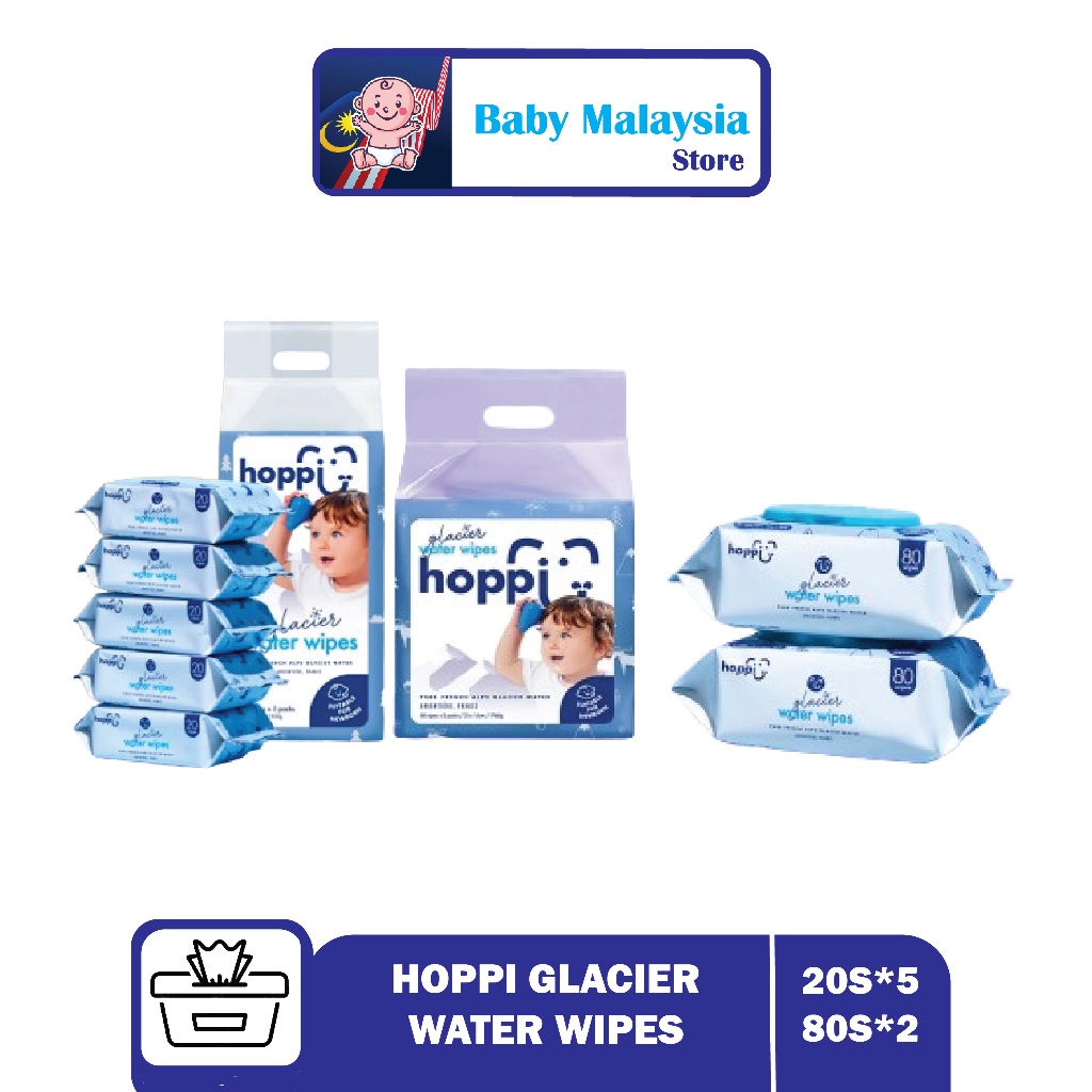 HOPPI GLACIER WATER WIPES 20S*5PACK & 80S*2PACK | Shopee Malaysia