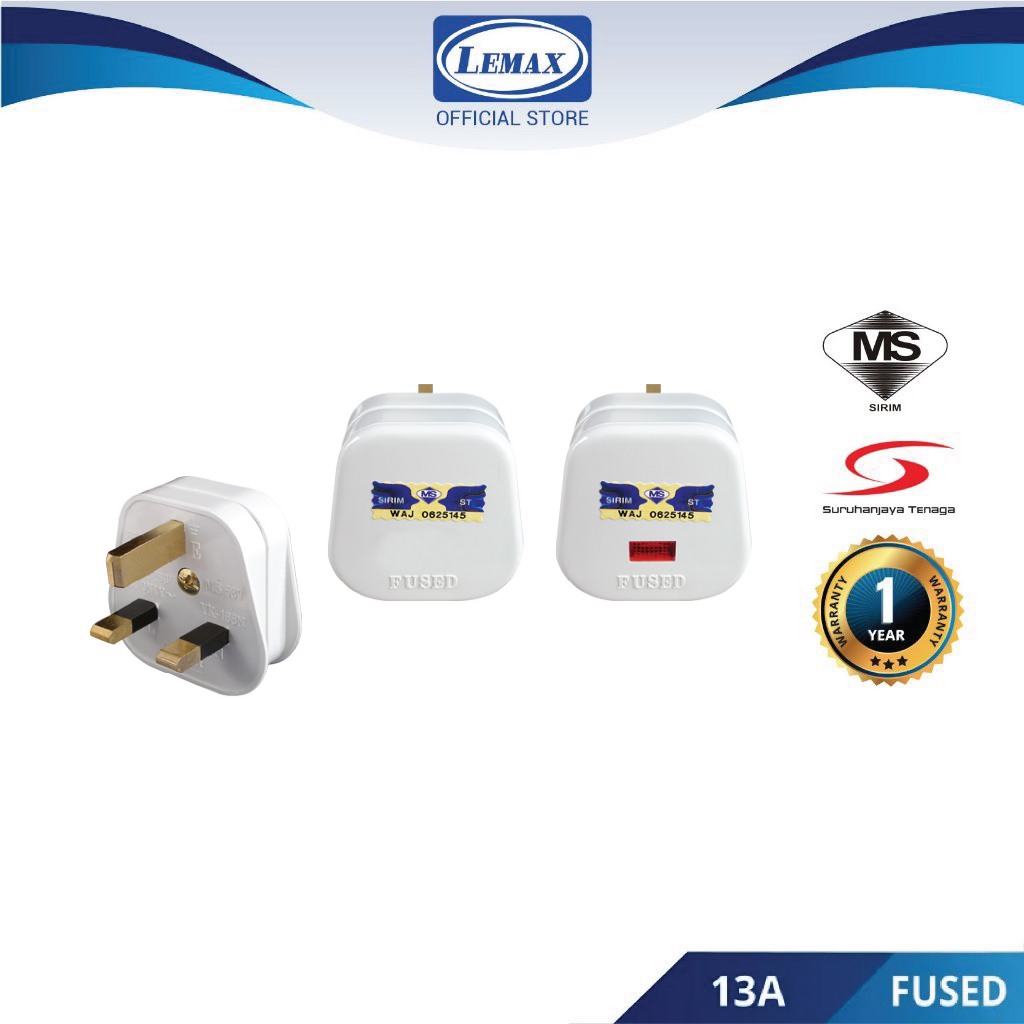 [SIRIM] LMX 13A Plug Top Fused QUALITY 3 Pin 100% Sirim Approved YK-168 ...