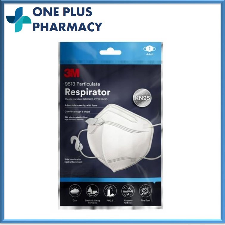 3M 9513 Particulate Respirator KN95 (1 Piece) White Colour | Shopee ...
