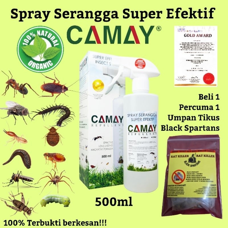 Camay Repellent 500ml Spray 100% Organic & Safe. (Buy 1 Free 1 Black ...