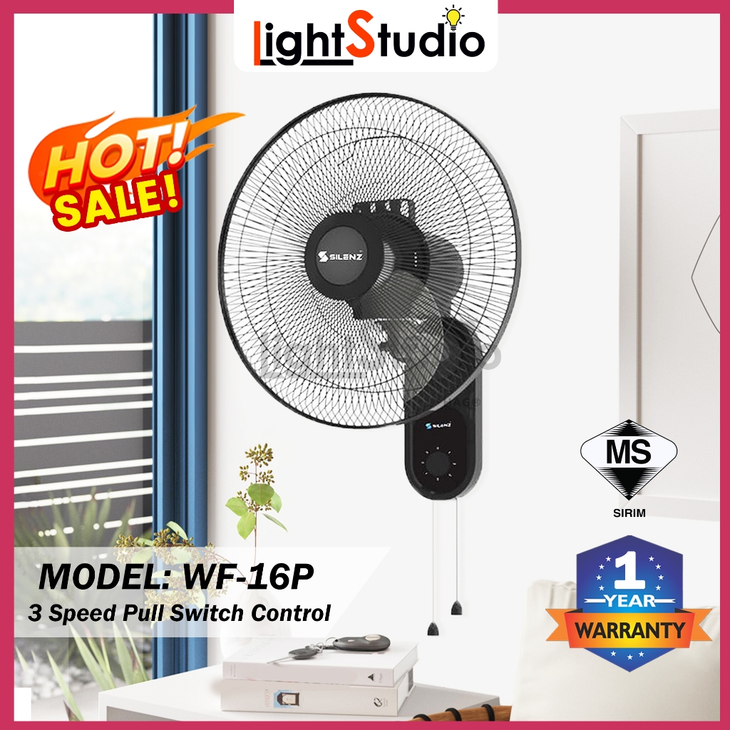 【SIRIM & READY STOCK】Silenz WF16P Wall Fan 16” with Pull String 3 Speed ...