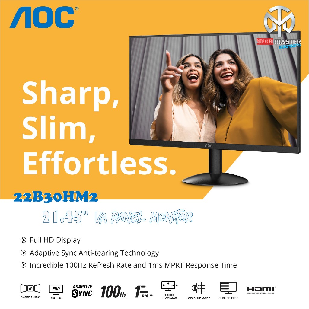 AOC 22B30HM2 21.45" VA Panel Monitor 75hz / VA / 1920 × 1080 FHD ...