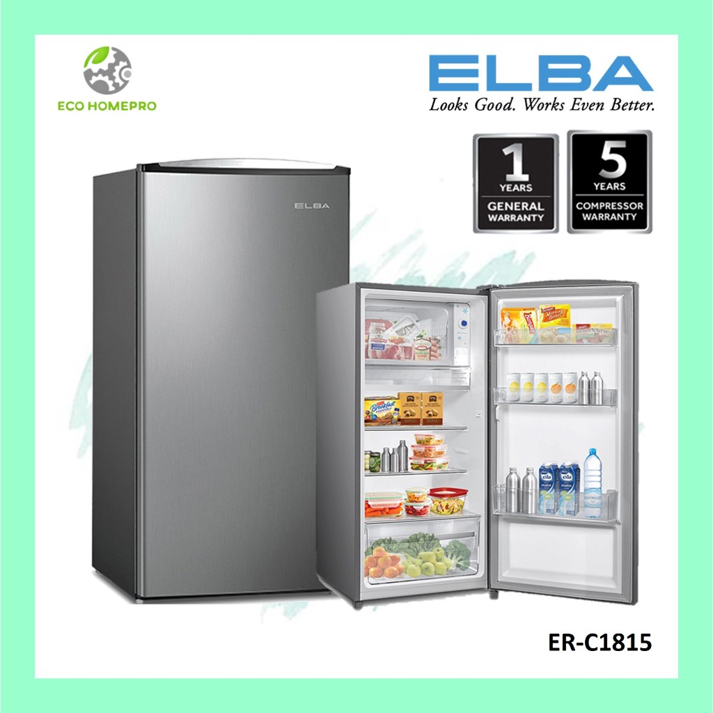 ELBA 185L Single Door Fridge ER-C1815(SV) (Grey) | Shopee Malaysia