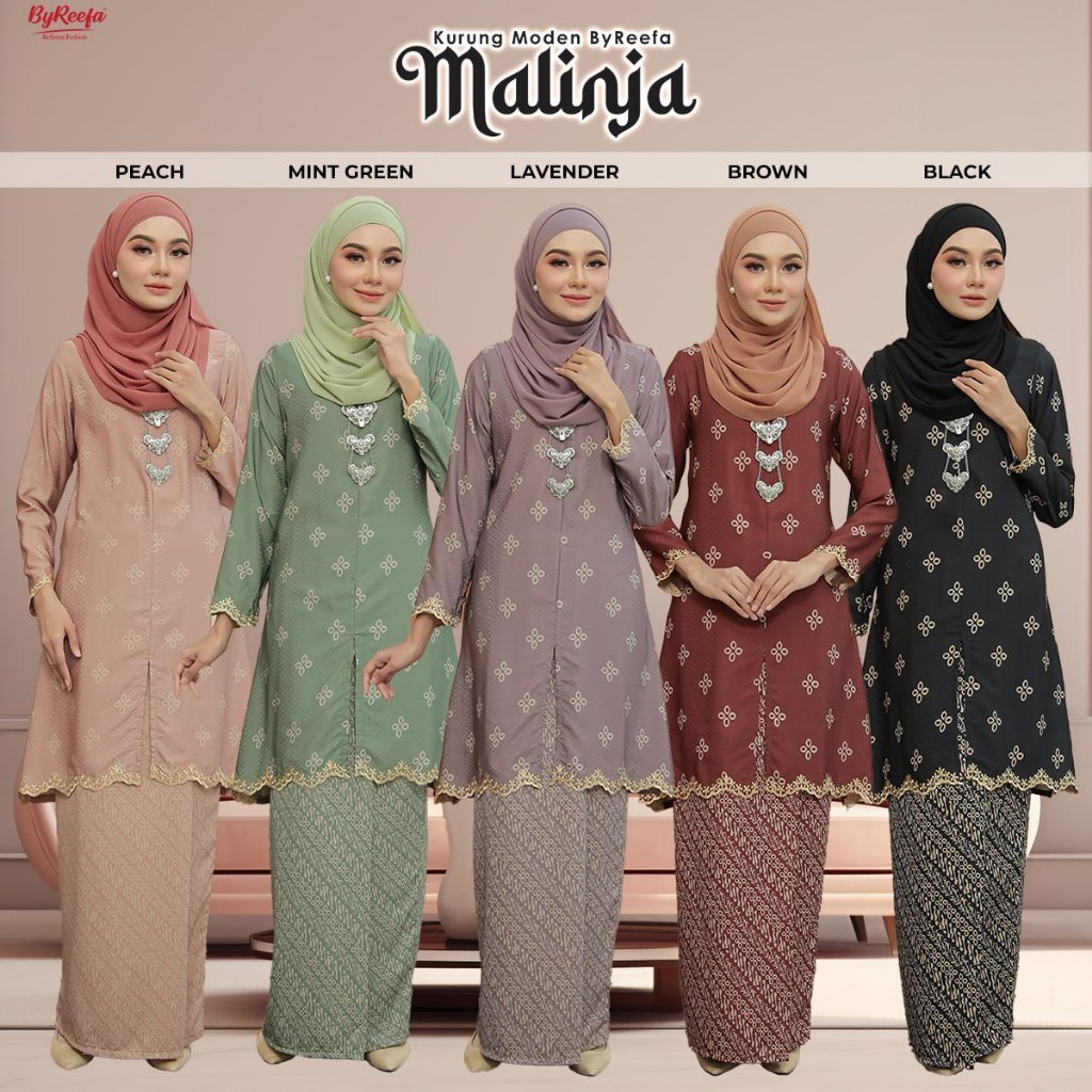 BYREEFA KEBAYA SULAM MALINJA PREMIUM DOBBY IRONLESS | Shopee Malaysia
