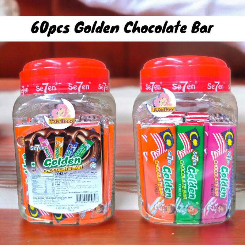 60pcs Se7en Golden Chocolate Bar Coklat keping (halal) | Shopee Malaysia