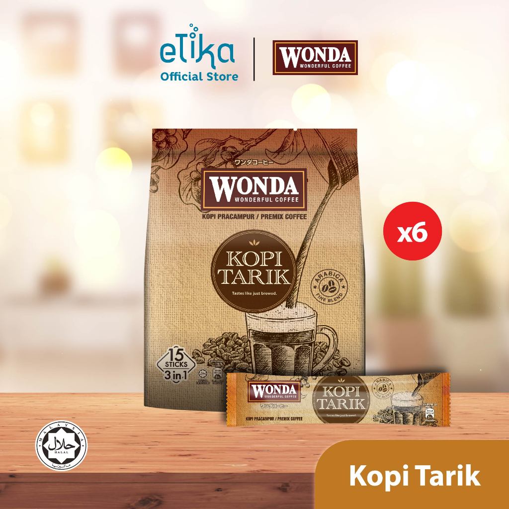 Wonda 3 In 1 Original Kopi Tarik (20g/18g x 15 Sachets x 6 Packs/M ...