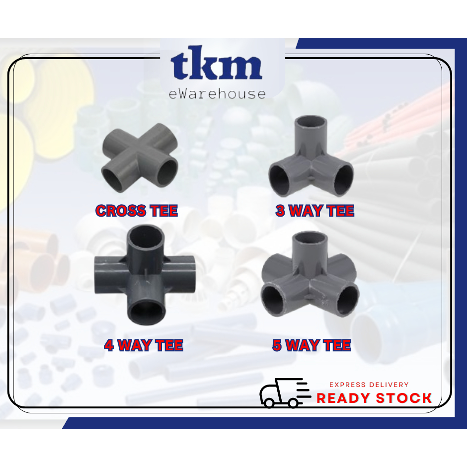 [TKM] HYDROPONIC PVC FITTINGS CROSS TEE 3 4 5 WAY JOINTS MALAYSIA STANDARD 20mm 25mm PENYAMBUNG ...