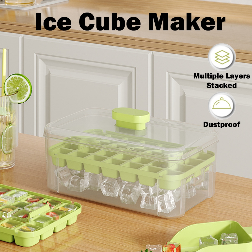 56 Grid Ice Cube Maker Ice Cube Tray With Top Cover Dulang Ais Dengan ...