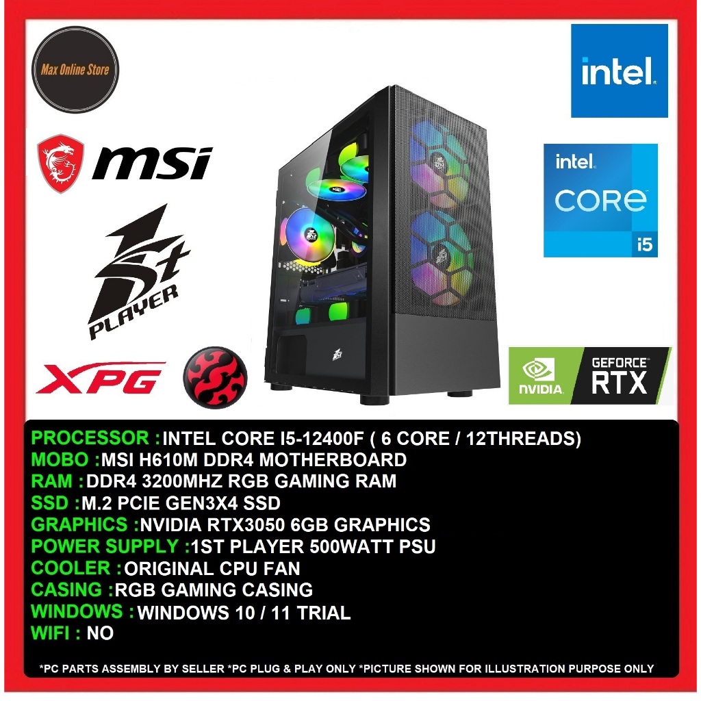 Gaming Value PC Desktop Intel Core i5-12400F/8GB/16GB/ 256GB SSD/ 512GB ...