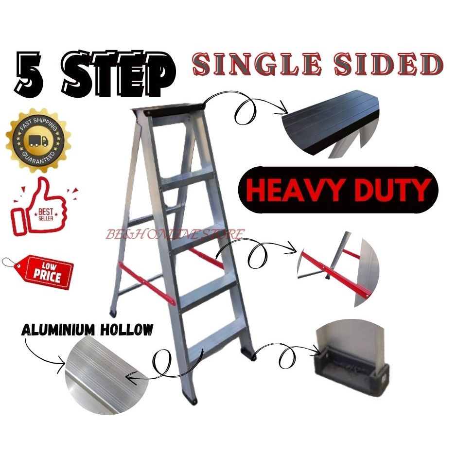 5 STEP SINGLE SIDED LADDER HEAVY DUTY MULTI PURPOSE TANGGA ALUMINIUM ...