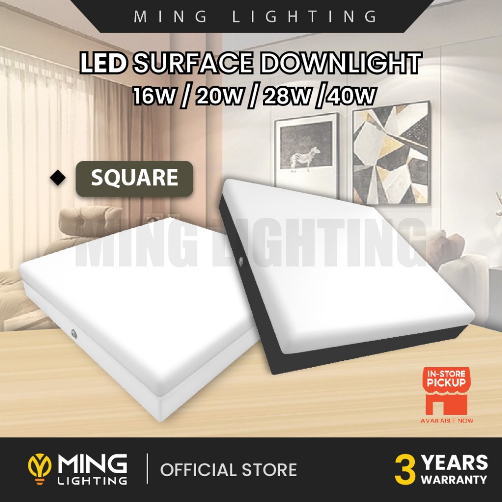 Square LED Borderless Surface Downlight 16W 20W 28W 40W Black White ...
