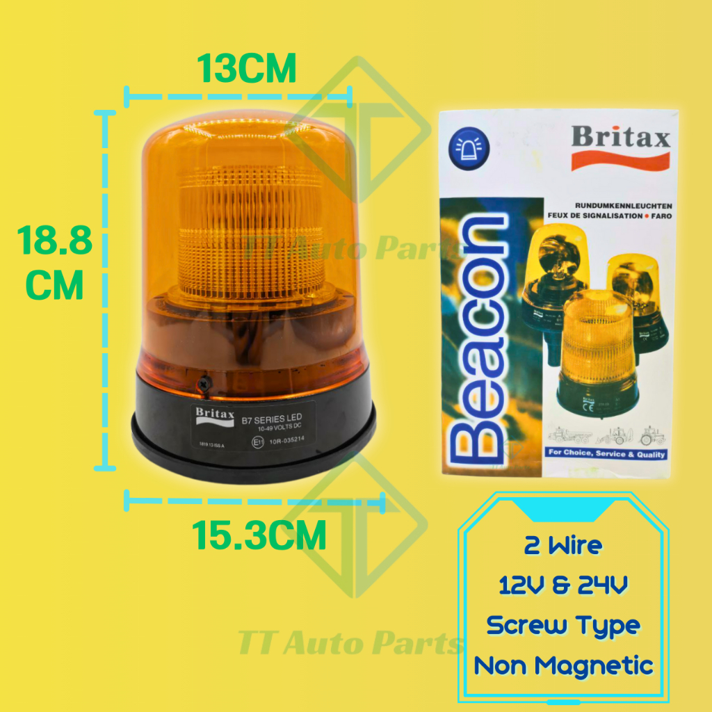 Lampu Suar Pusing Cahaya LED 12V-24V Beacon Lamp Amaran BRITAX (Kuning ...