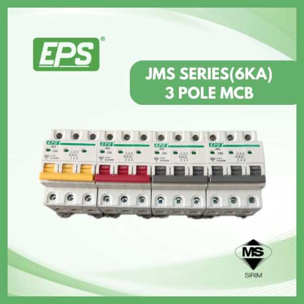 EPS MCB 3 POLE (6KA) 20A 32A 40A 63A Miniature Circuit Breaker JMS SERIES (SIRIM) | Shopee Malaysia