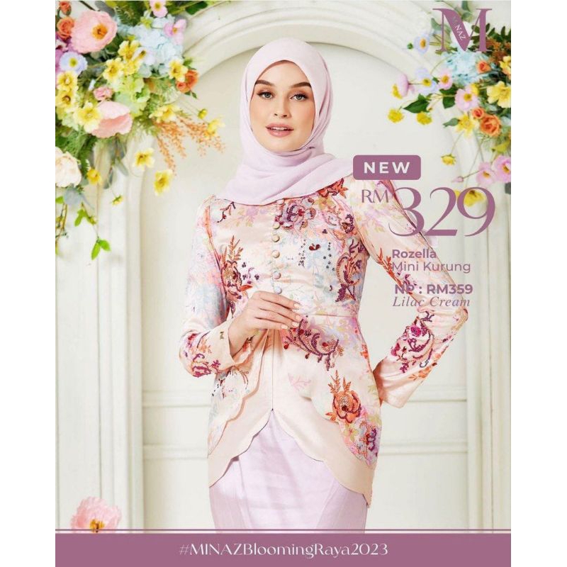 Minaz Rozella Mini Kurung Lilac Cream NWT Size XL | Shopee Malaysia