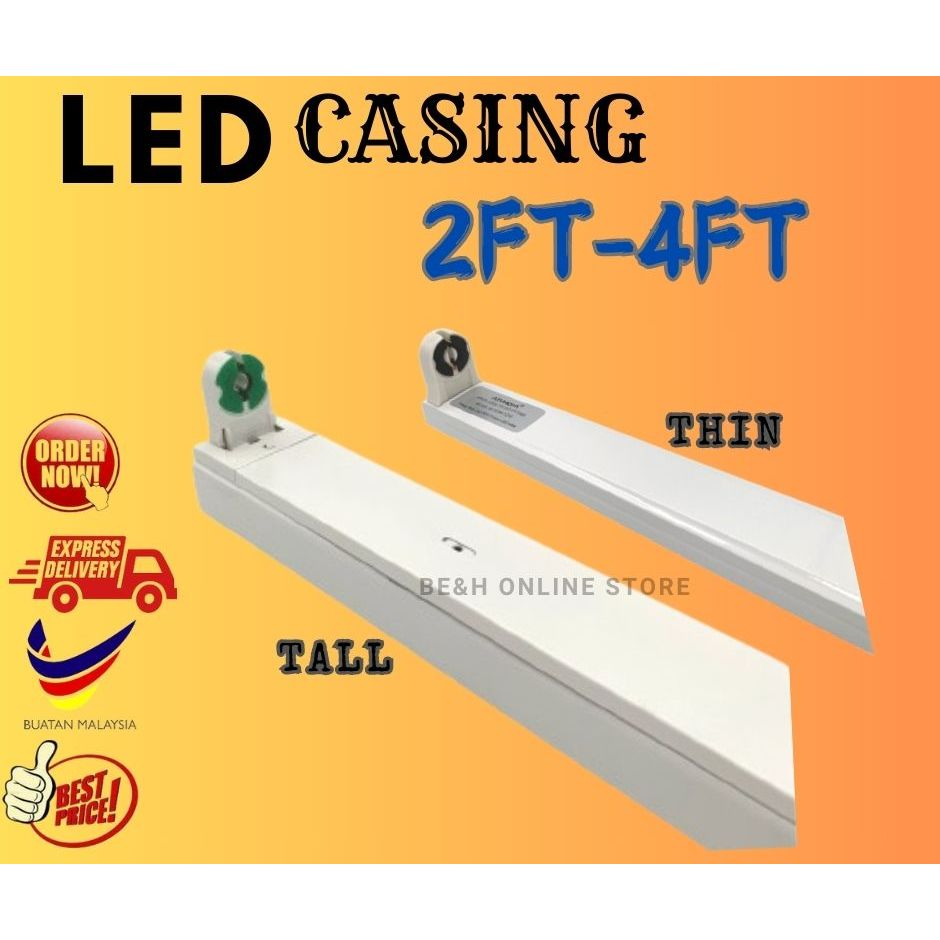 LED TUBE CASING 2FT 4FT TALL THIN CASING Fitting for LED T8 Tubes ...