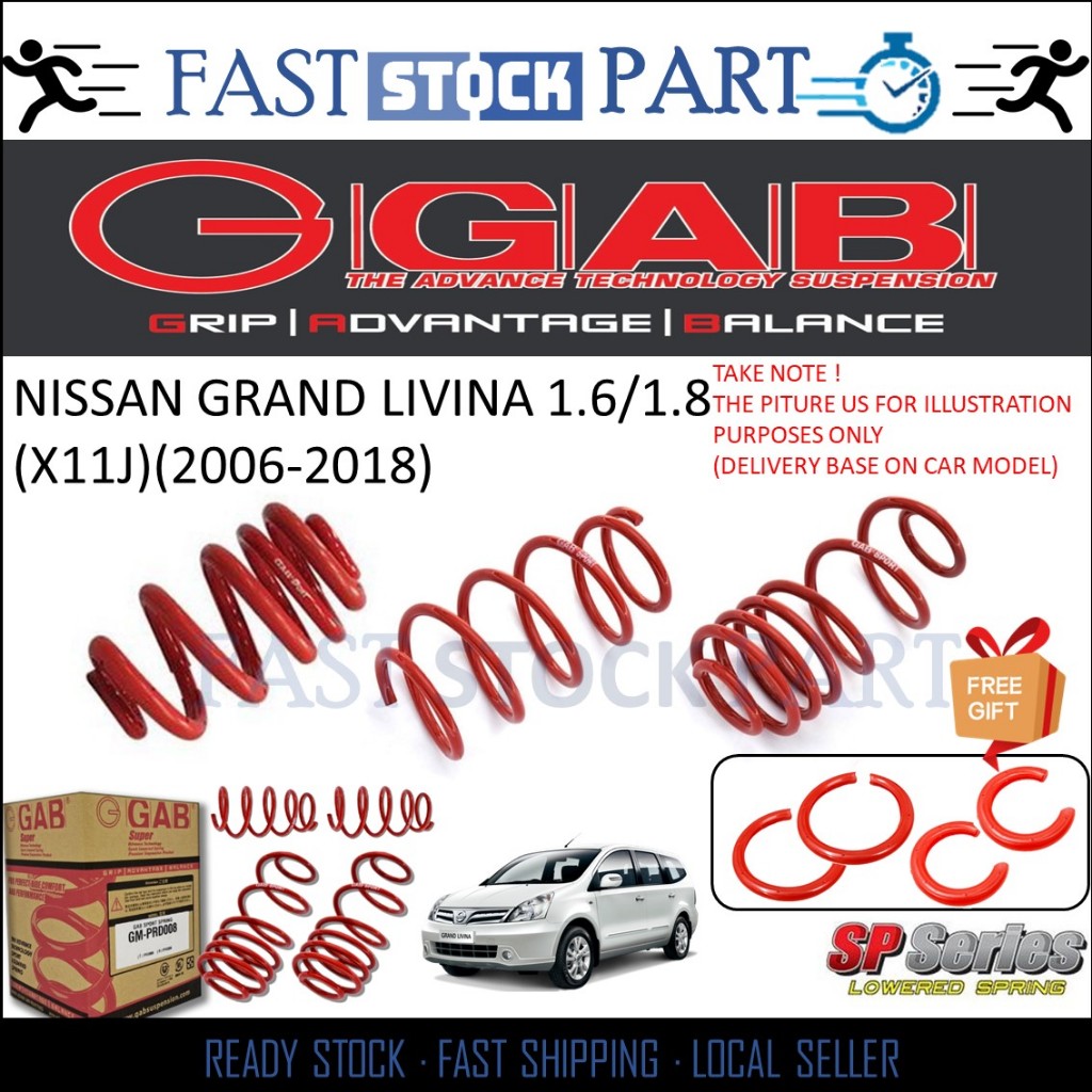 1SET 4PCS GAB SPORT SPRING WITH FREE GIFT !! NISSAN GRAND LIVINA 1.6/1. ...